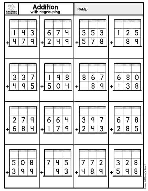Addition With Regrouping Worksheets Superstar Worksheets