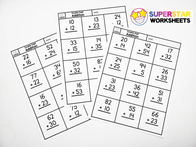 Double Digit Addition Without Regrouping - Superstar Worksheets