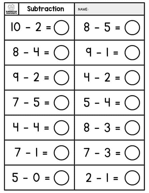 Subtraction Worksheets Superstar Worksheets