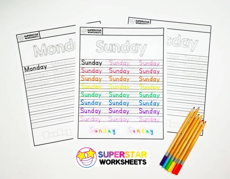 Days of the Week Handwriting Worksheets - Superstar Worksheets