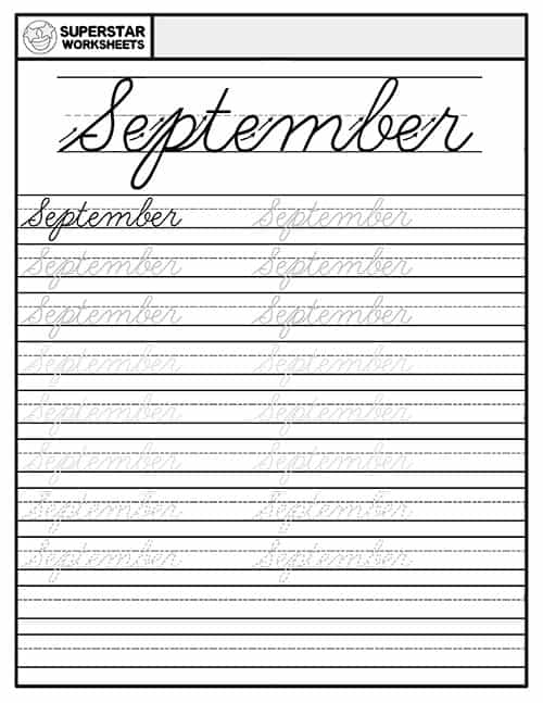 Months Of The Year Cursive Handwriting Worksheets Superstar Worksheets