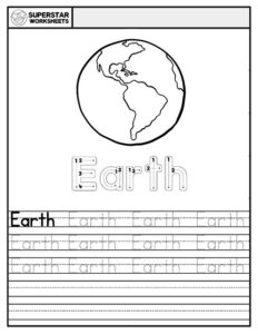 Planets Handwriting Worksheets - Superstar Worksheets