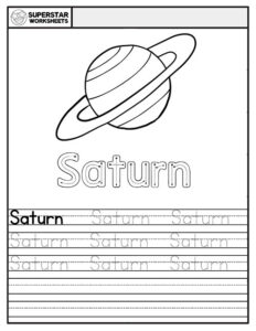 Planets Handwriting Worksheets - Superstar Worksheets