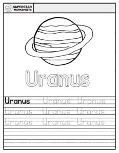 Planets Handwriting Worksheets - Superstar Worksheets