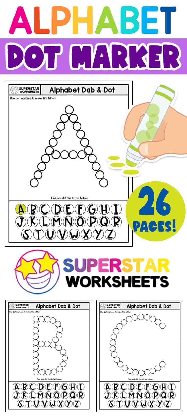 Alphabet Dot Marker Worksheets - Superstar Worksheets