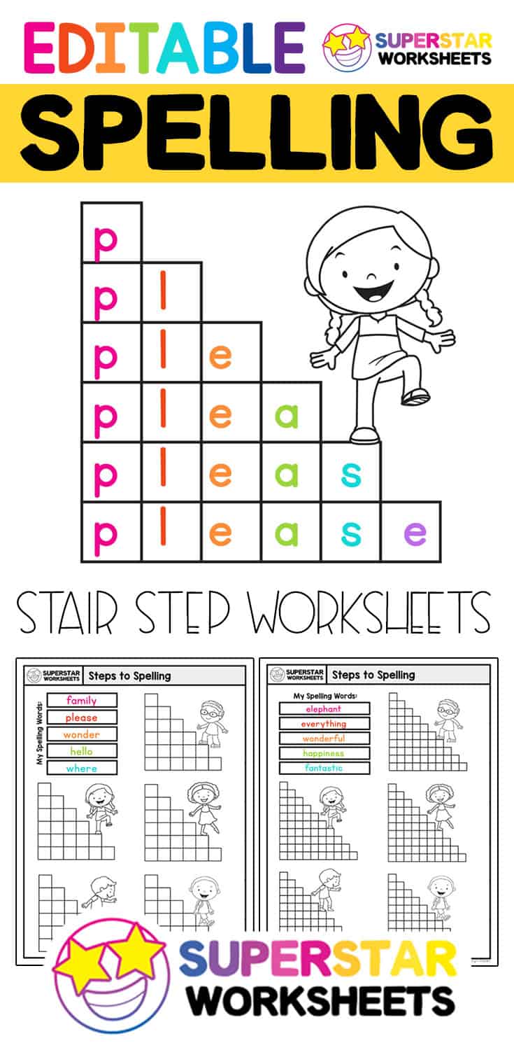Stair Step Spelling Worksheets Superstar Worksheets