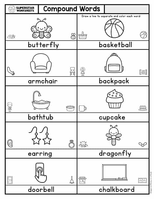 Compound Words Worksheets Superstar Worksheets