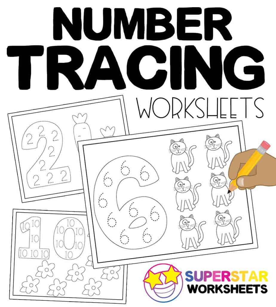Number Tracing Worksheets - Superstar Worksheets