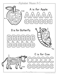 Alphabet Handwriting Mazes - Superstar Worksheets