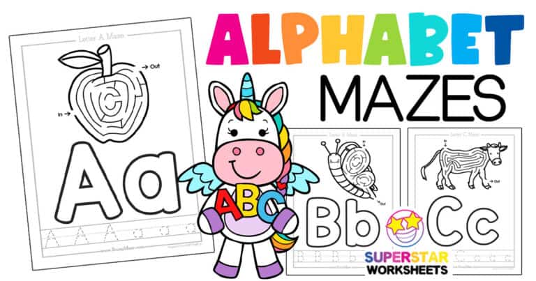 Free Alphabet Mazes - Superstar Worksheets