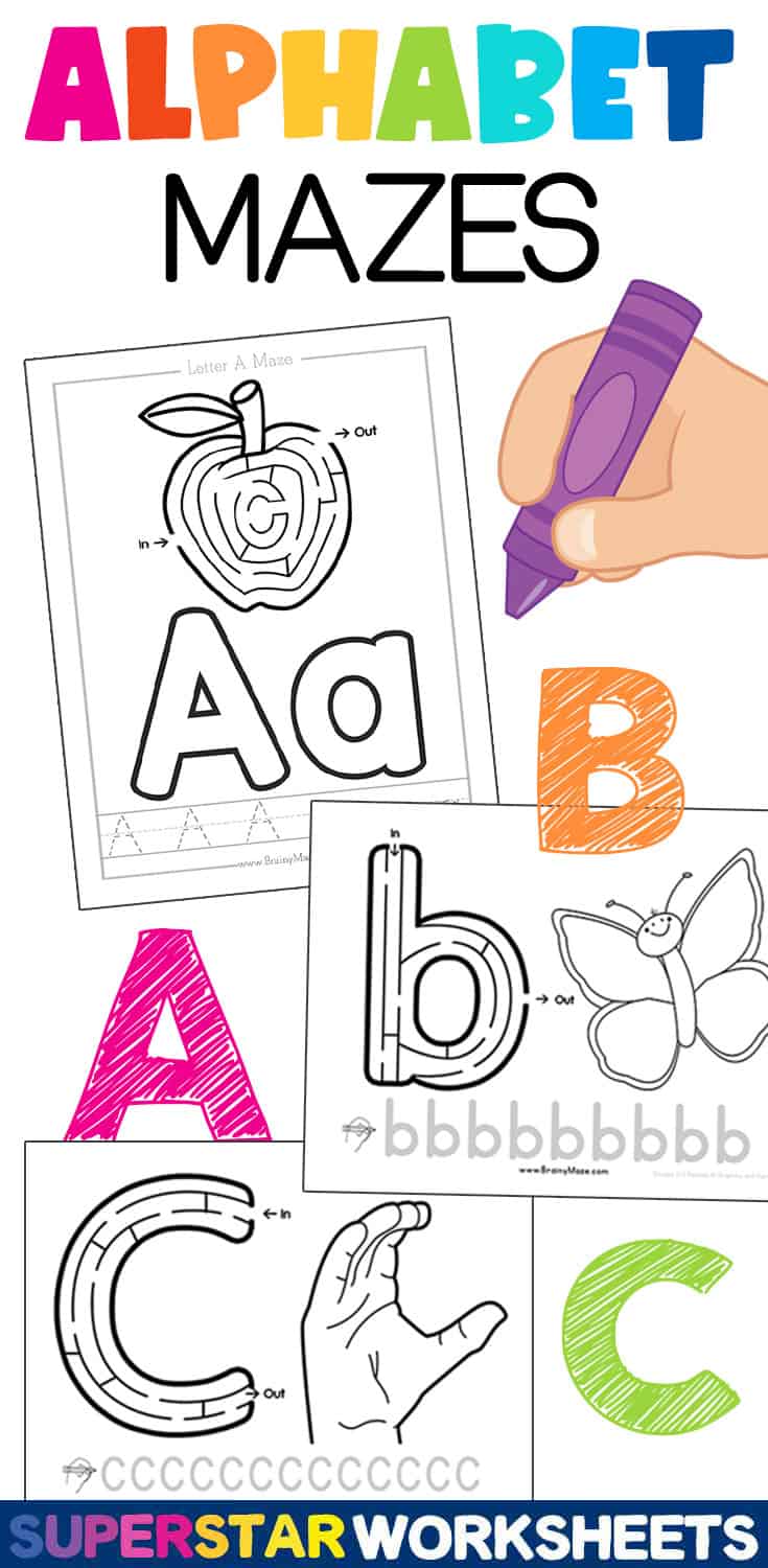 Alphabet Mazes - Superstar Worksheets