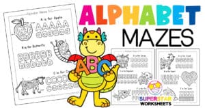 Alphabet Handwriting Mazes - Superstar Worksheets