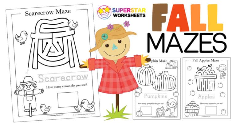 Fall & Thanksgiving Mazes - Superstar Worksheets