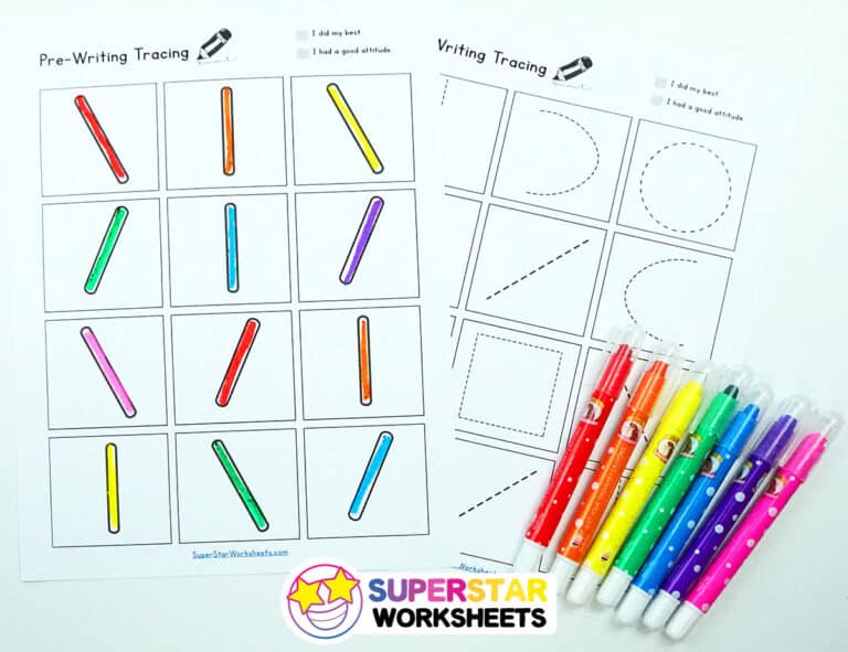 Pre-Writing Worksheets - Superstar Worksheets