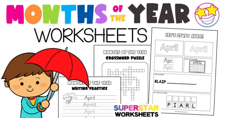 Months of the Year Worksheets - Superstar Worksheets