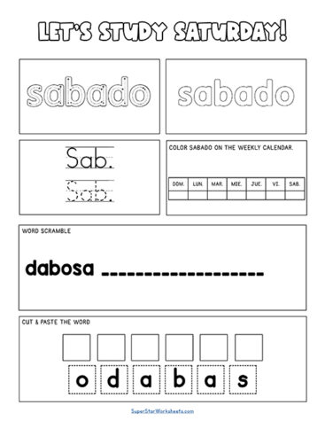 SPANISH Days of the Week Worksheets - Superstar Worksheets