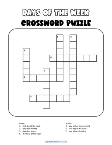 SPANISH Days of the Week Worksheets - Superstar Worksheets