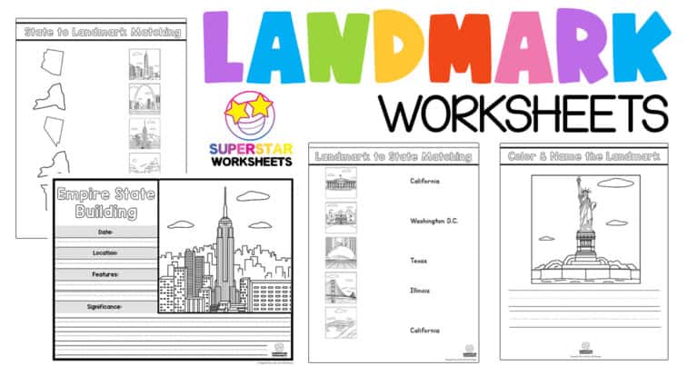 USA Landmark Worksheets - Superstar Worksheets