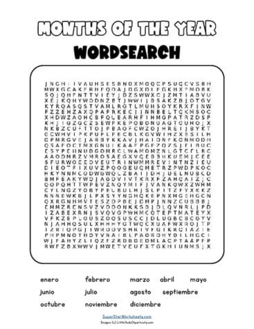 SPANISH Months of the Year Worksheets - Superstar Worksheets