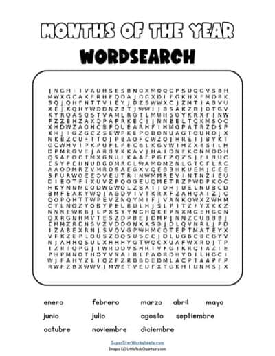 SPANISH Months of the Year Worksheets - Superstar Worksheets