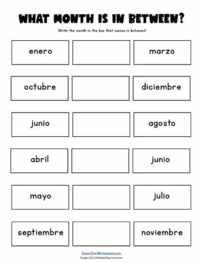 SPANISH Months of the Year Worksheets - Superstar Worksheets