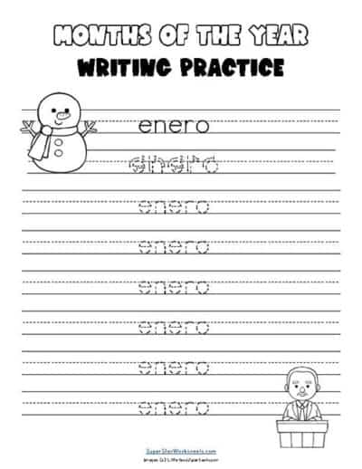 SPANISH Months of the Year Worksheets - Superstar Worksheets