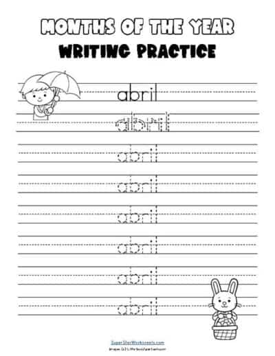 SPANISH Months of the Year Worksheets - Superstar Worksheets