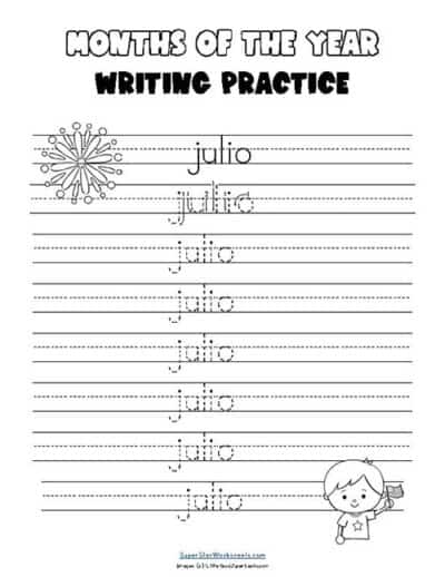 SPANISH Months of the Year Worksheets - Superstar Worksheets