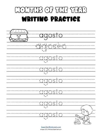 SPANISH Months of the Year Worksheets - Superstar Worksheets