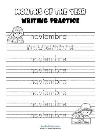 SPANISH Months of the Year Worksheets - Superstar Worksheets