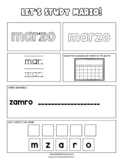 SPANISH Months of the Year Worksheets - Superstar Worksheets