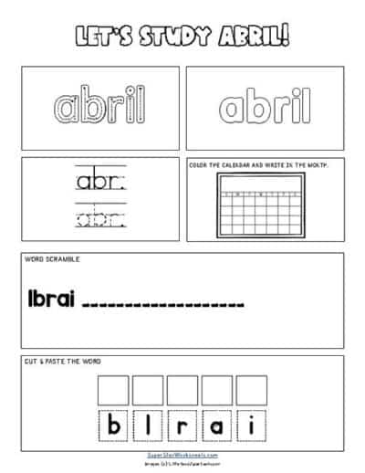 SPANISH Months of the Year Worksheets - Superstar Worksheets