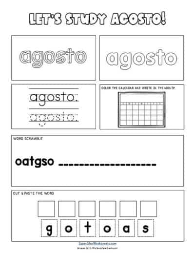 SPANISH Months of the Year Worksheets - Superstar Worksheets