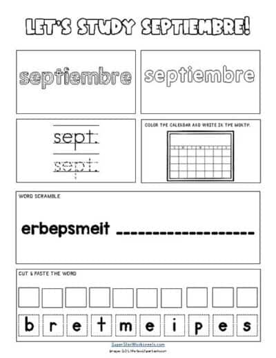 SPANISH Months of the Year Worksheets - Superstar Worksheets