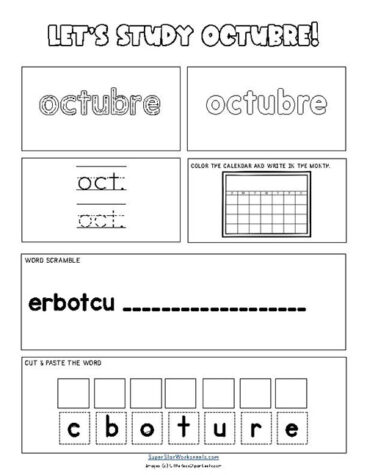 SPANISH Months of the Year Worksheets - Superstar Worksheets
