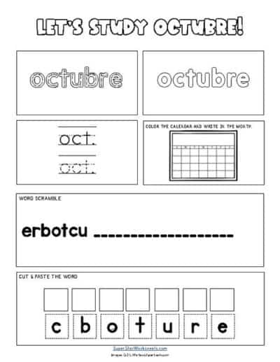 SPANISH Months of the Year Worksheets - Superstar Worksheets