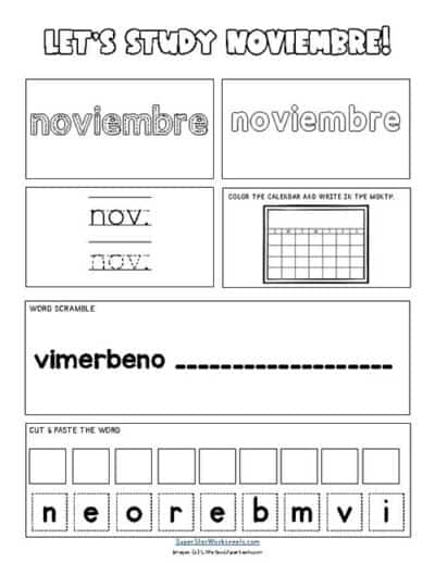SPANISH Months of the Year Worksheets - Superstar Worksheets