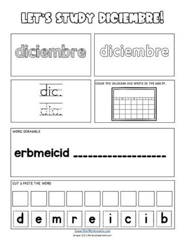 SPANISH Months of the Year Worksheets - Superstar Worksheets