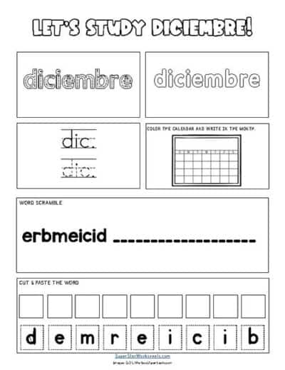 SPANISH Months of the Year Worksheets - Superstar Worksheets