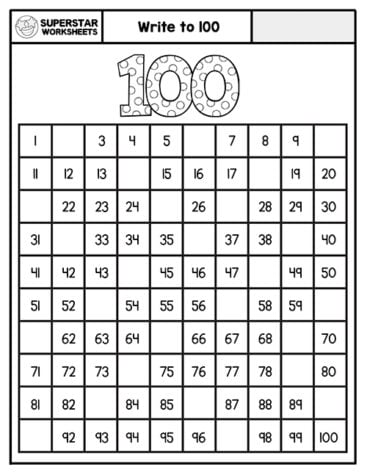 Hundreds Chart Printables - Superstar Worksheets