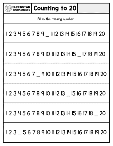 Missing Number Worksheets - Superstar Worksheets