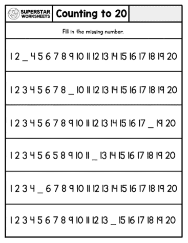 Missing Number Worksheets - Superstar Worksheets