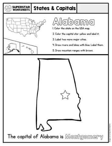 50 States & Capitals Worksheets - Superstar Worksheets