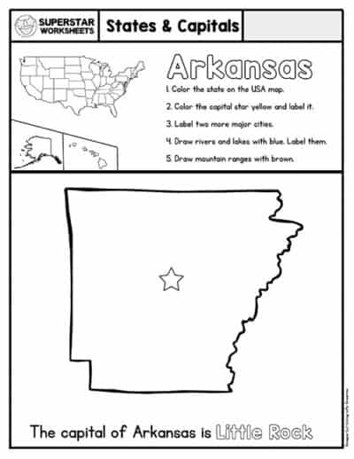 50 States & Capitals Worksheets - Superstar Worksheets