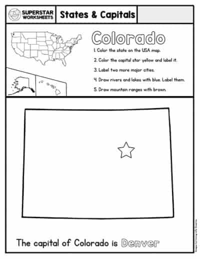 50 States & Capitals Worksheets - Superstar Worksheets
