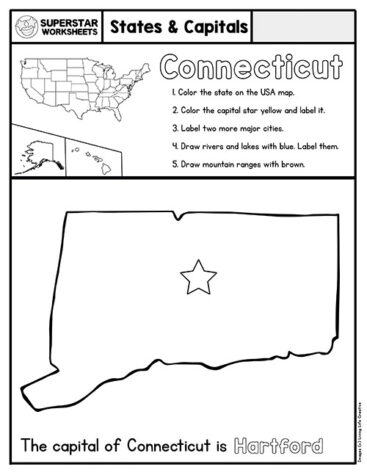 50 States & Capitals Worksheets - Superstar Worksheets