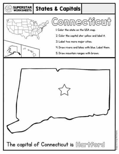 50 States & Capitals Worksheets (Free Printables) - Superstar Worksheets