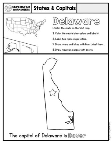 50 States & Capitals Worksheets - Superstar Worksheets