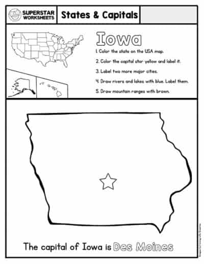 50 States & Capitals Worksheets - Superstar Worksheets