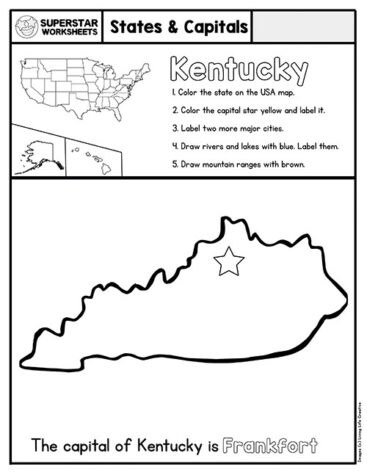 50 States & Capitals Worksheets - Superstar Worksheets